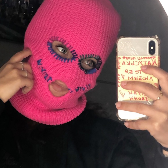 Accessories | Custom Hot Pink Smiley Ski Mask | Poshmark
